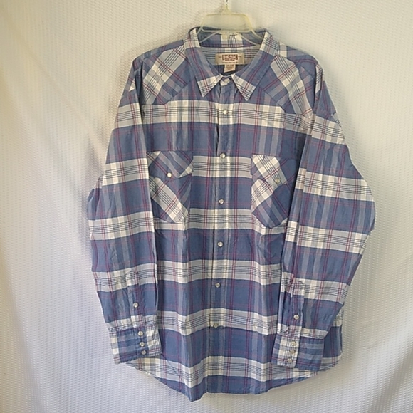 Big Mac | Shirts | Mig Mac Work Wear Blue Plaid Snap Front Western Wear ...